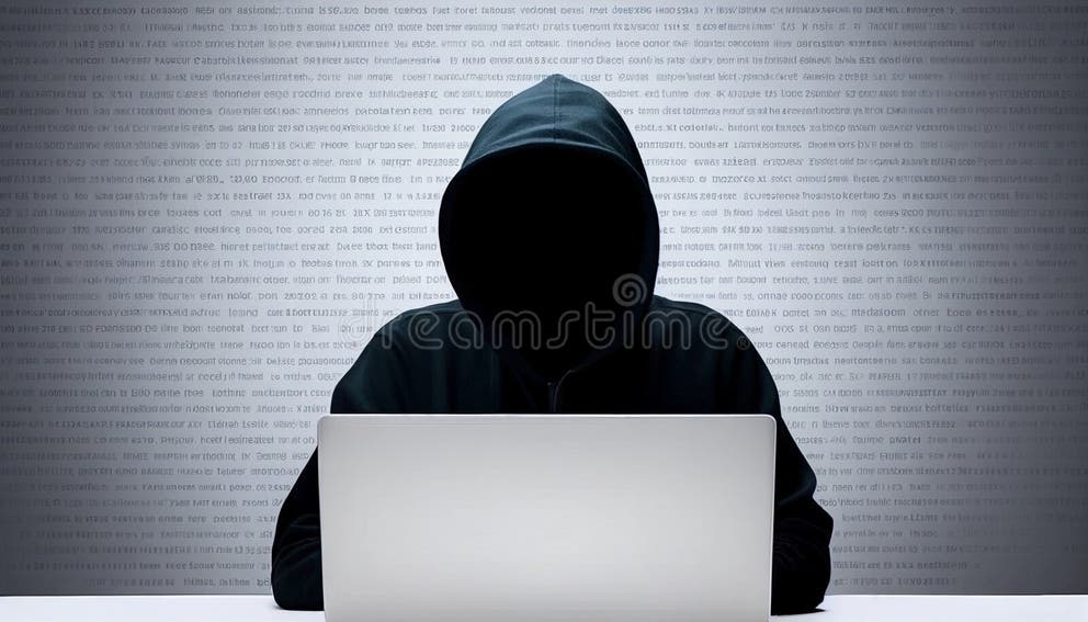 Anonymous Hacker without Face Typing Computer Laptop. Concept of ...