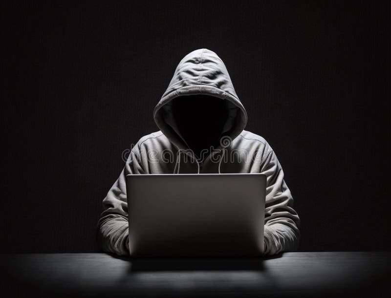 Anonymous Hacker Without Face Typing Computer Laptop Concept Of Hacking Cybersecurity