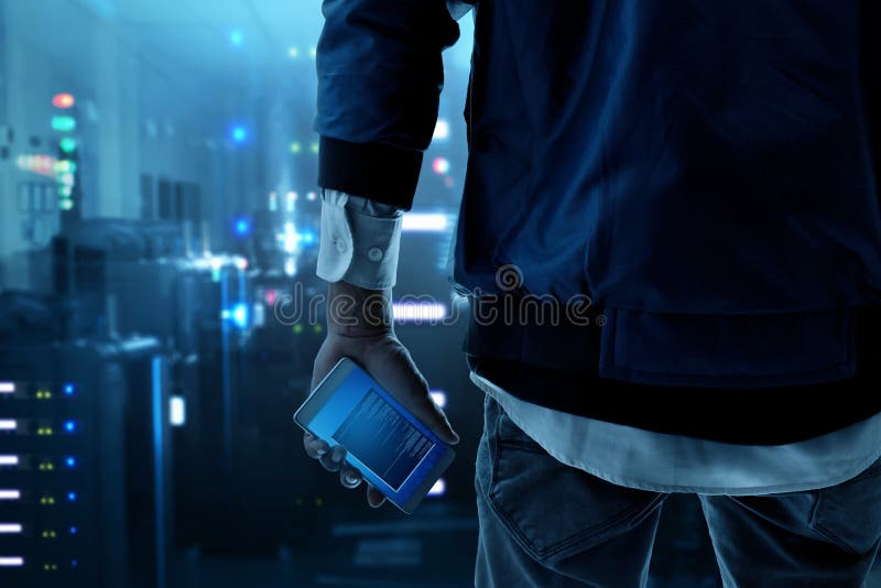 Anonymous Hacker Holding Mobile Phone Stock Photo - Image of internet ...