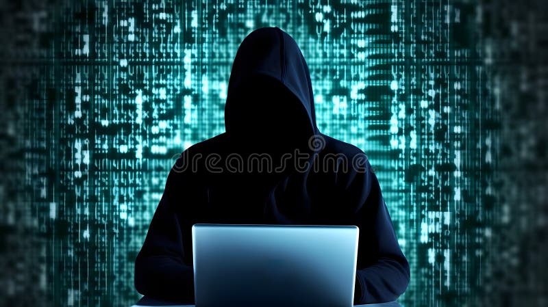 Anonymous Hacker With Laptop Concept Of Dark Web Hacking Cybersecurity Ai Generated Image