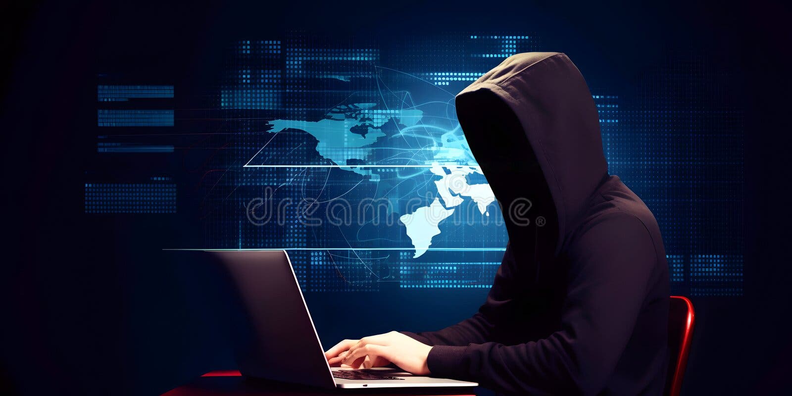 Hacker Typing Laptop. Concept of Cybercrime, Cyberattack, Dark Web. AI Generated Stock ...