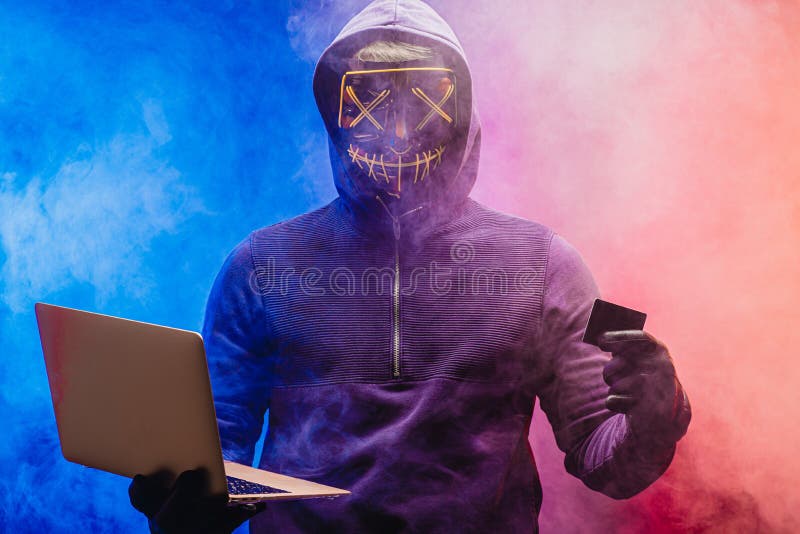 Hacker Incognito in Mask, Hides the Face from Strangers Stock Photo ...