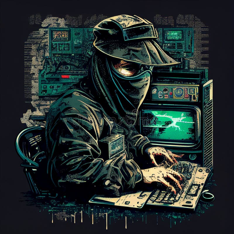Anonymous Hacker, Generative AI Illustration Stock Illustration ...