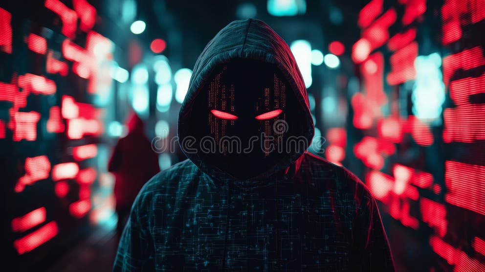 Anonymous Hacker Screen Filled with Overlapping Digital Noise, Masked ...