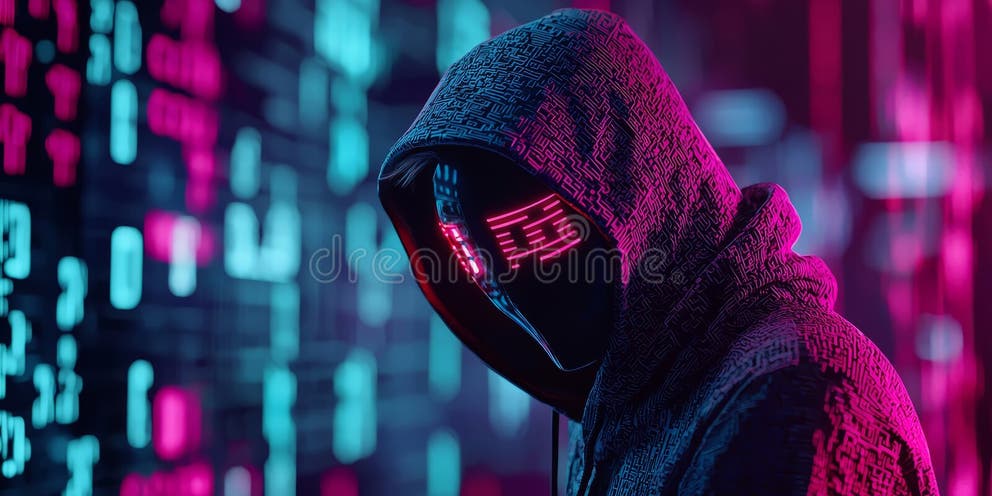 Anonymous Hacker Screen Filled with Overlapping Digital Noise, Masked ...