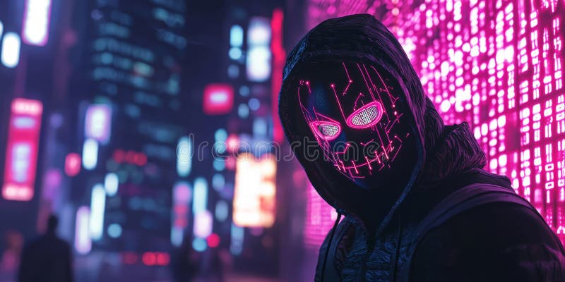 Anonymous Hacker Screen Filled with Overlapping Digital Noise, Masked ...