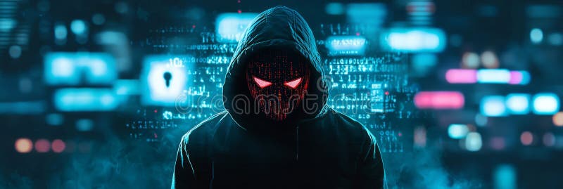 Anonymous Hacker Screen Filled with Overlapping Digital Noise, Masked ...