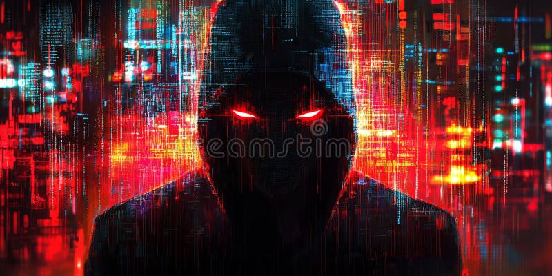 Anonymous Hacker Screen Filled with Overlapping Digital Noise, Masked ...