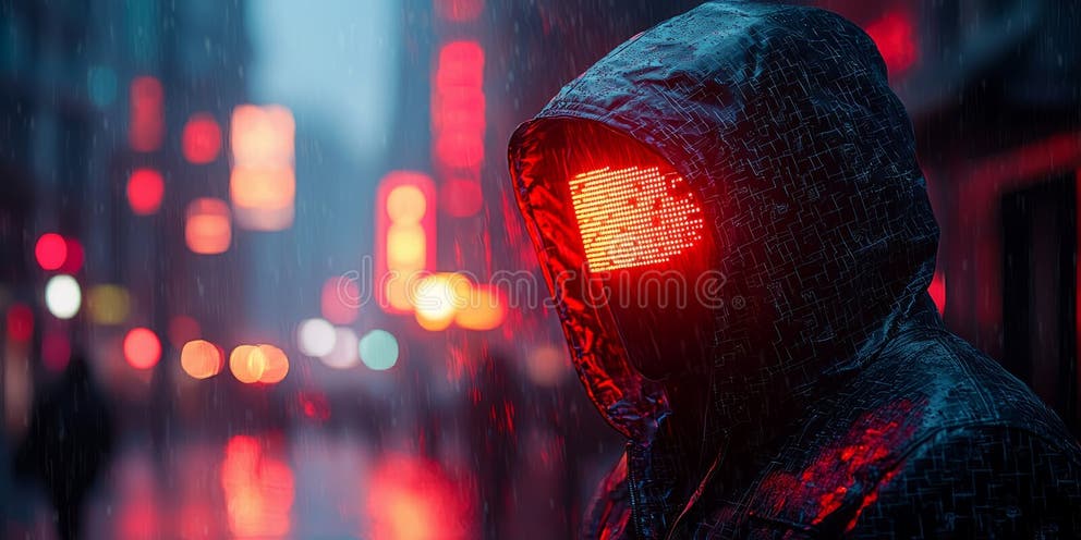 Anonymous Hacker Screen Filled with Overlapping Digital Noise, Masked Commands, and Neon ...