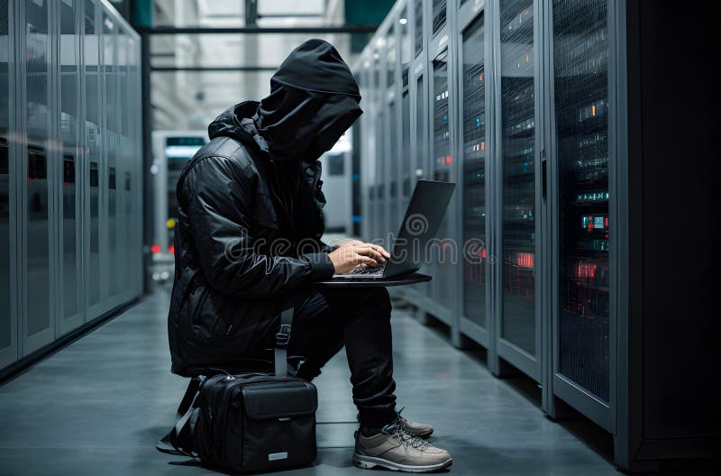 Anonymous Hacker Typing Computer Concept Of Cybercrime Cyberattack Dark Web Ai Generative