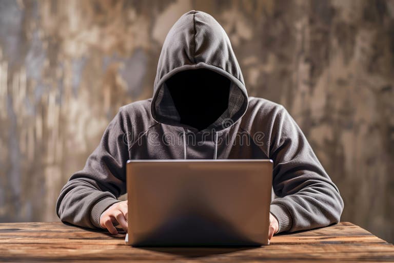 Anonymous Hacker Typing Computer Laptop. Cybercrime, Cyberattack, Dark ...