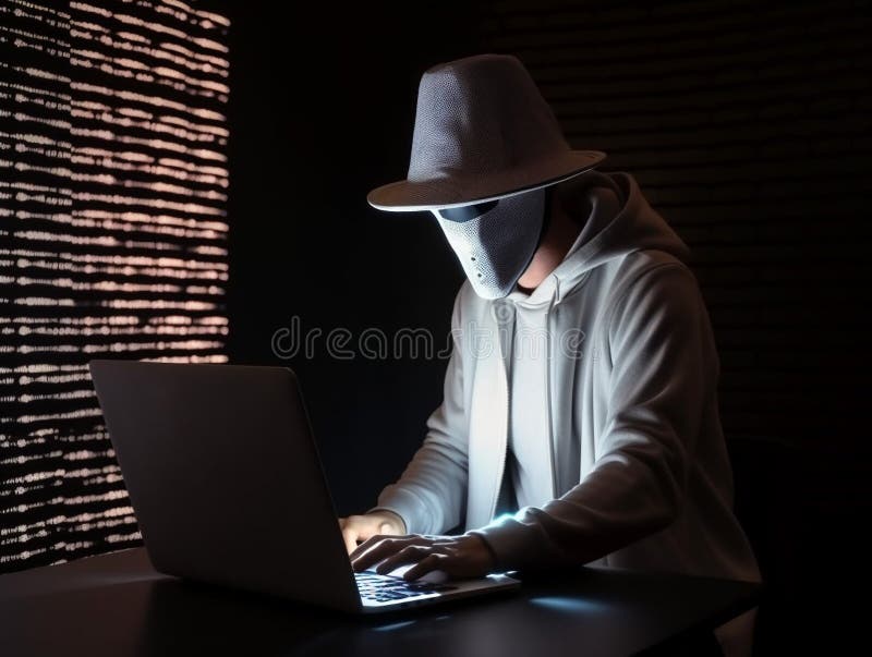 Anonymous Hacker with White Hat. Concept of Hacking Cybersecurity ...