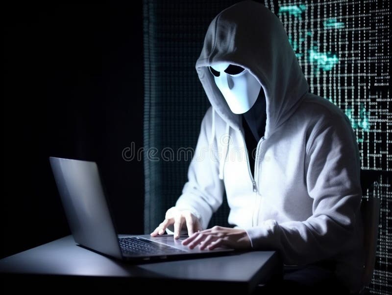 Anonymous Hacker With White Hoodie Concept Of White Hat Ethical Hacker Hacking Cybersecurity