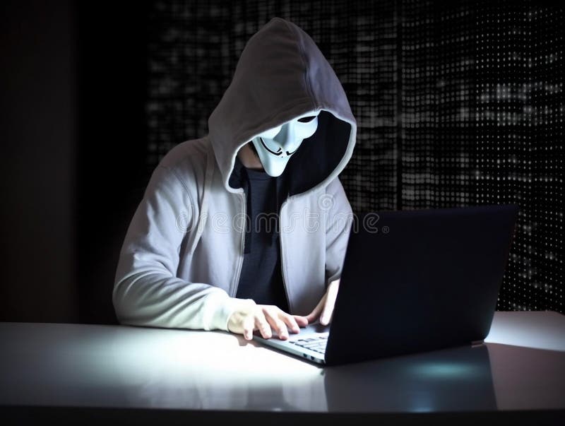 Anonymous Hacker With White Hoodie Concept Of White Hat Ethical Hacker Hacking Cybersecurity