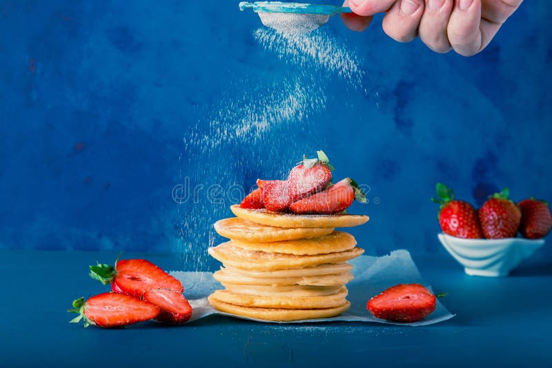 Closeup Detail of Pancake Stack Stock Photo - Image of drink, hand ...