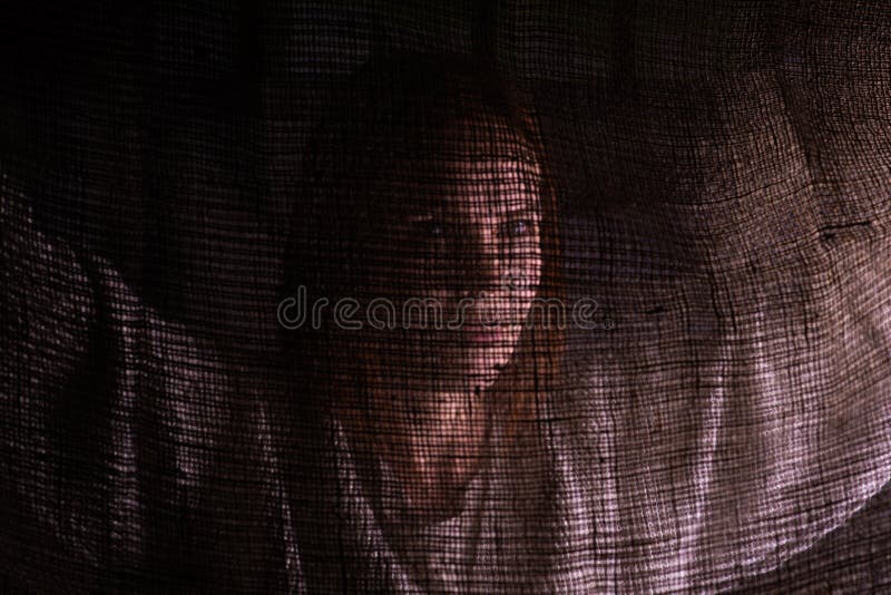Anonymous, Hidden Image of a Woman. a Woman in the Dark Behind a Cloth ...