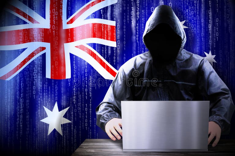 Anonymous Hooded Hacker, Flag of Australia, Binary Code - Cyber Attack ...