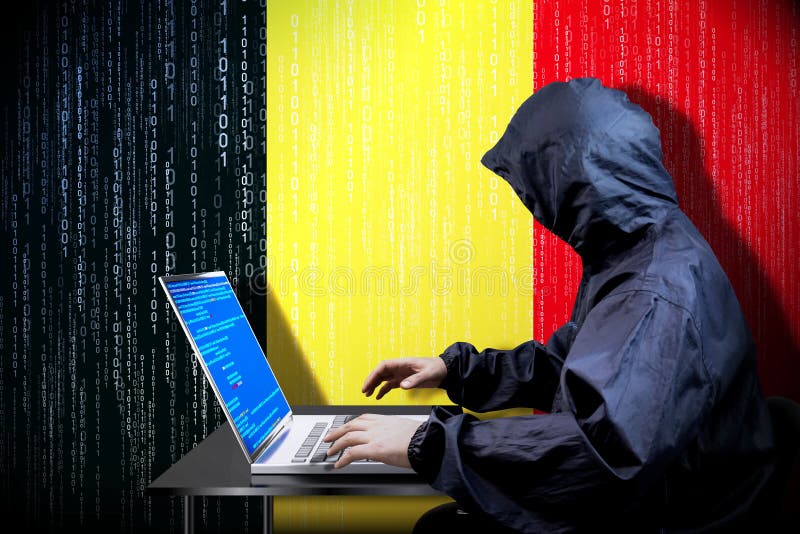 Anonymous Hooded Hacker, Flag of Belgium, Binary Code - Cyber Attack ...