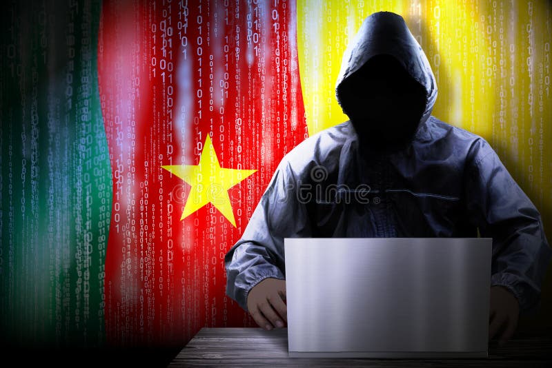 Anonymous Hooded Hacker, Flag of Cameroon, Binary Code - Cyber Attack ...