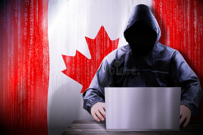 Anonymous Hooded Hacker Flag Canada Binary Code Cyber Attack Concept ...