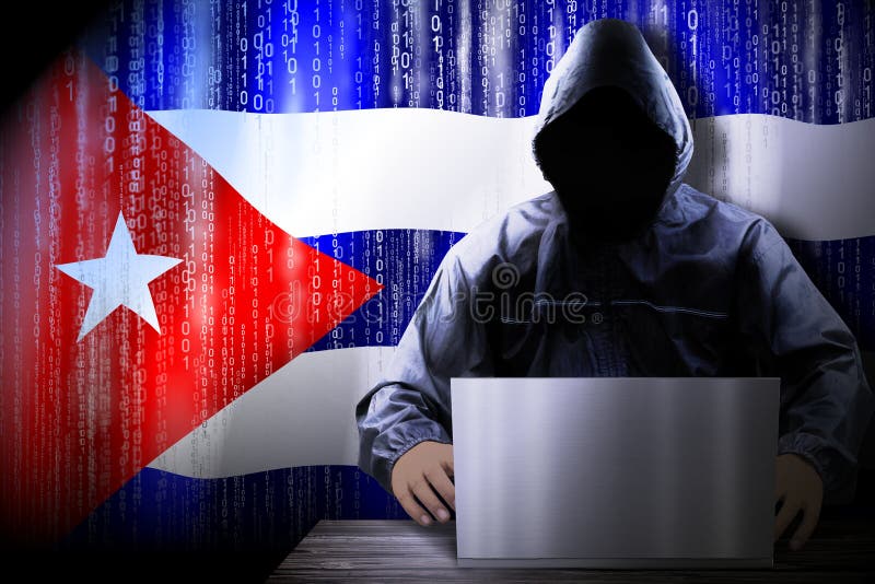 Anonymous Hooded Hacker, Flag of Cuba, Binary Code - Cyber Attack ...