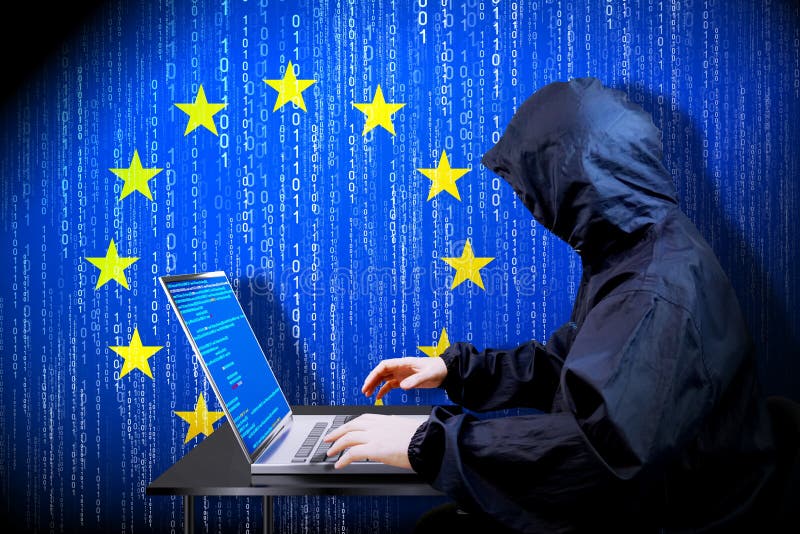 Anonymous Hooded Hacker, Flag of European Union, Binary Code - Cyber ...