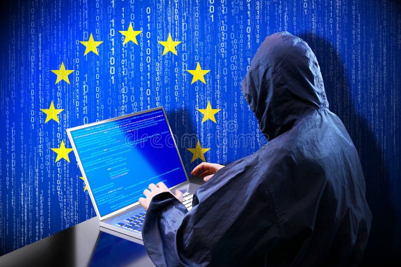Anonymous Hooded Hacker, Flag of European Union, Binary Code - Cyber ...