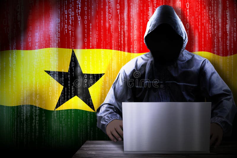 Anonymous Hooded Hacker, Flag of Ghana, Binary Code - Cyber Attack ...