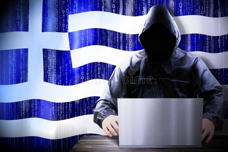 Anonymous Hooded Hacker, Flag of Greece, Binary Code - Cyber Attack ...