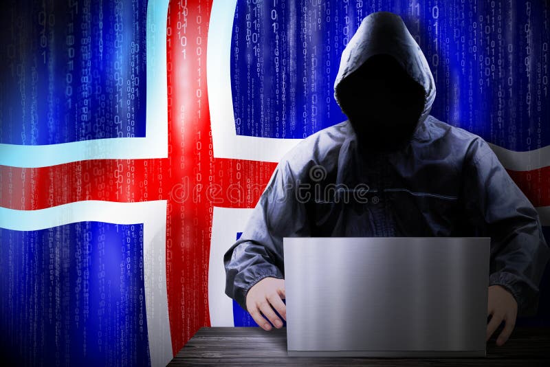 Anonymous Hooded Hacker, Flag of Iceland, Binary Code - Cyber Attack ...