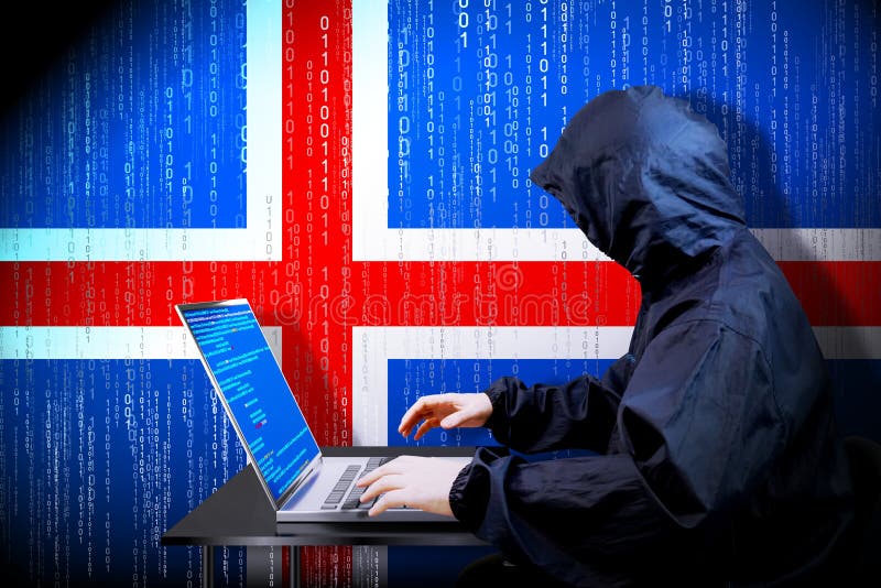 Anonymous Hooded Hacker, Flag of Iceland, Binary Code - Cyber Attack ...
