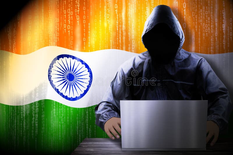 Anonymous Hooded Hacker, Flag of India Binary Code - Cyber Attack ...