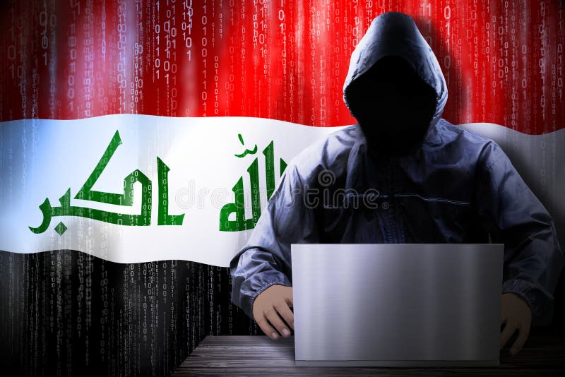 Anonymous Hooded Hacker, Flag of Iraq, Binary Code - Cyber Attack ...