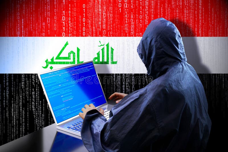 Anonymous Hooded Hacker, Flag of Iraq, Binary Code - Cyber Attack Concept Stock Image - Image of ...