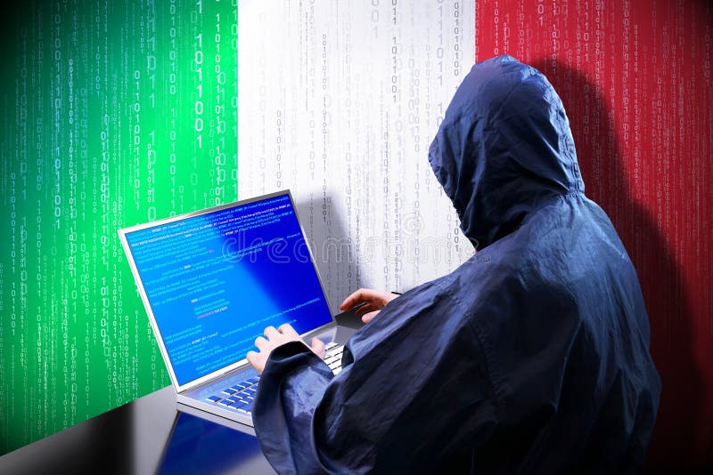 Anonymous Hooded Hacker, Flag of Italy, Binary Code - Cyber Attack ...
