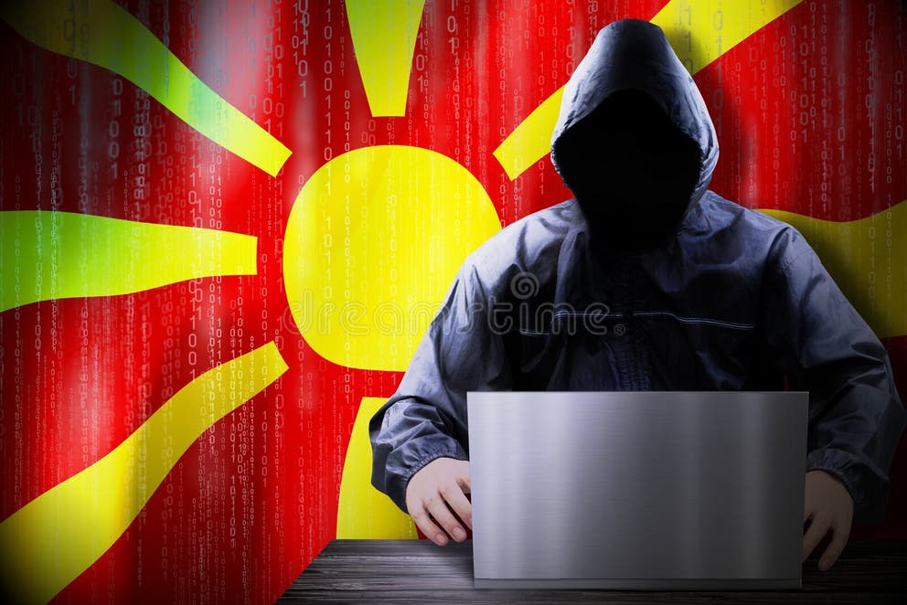 Anonymous Hooded Hacker, Flag of Macedonia, Binary Code - Cyber Attack ...