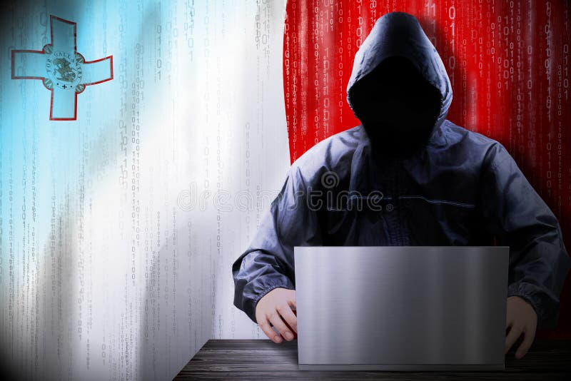Anonymous Hooded Hacker, Flag of Malta, Binary Code - Cyber Attack ...