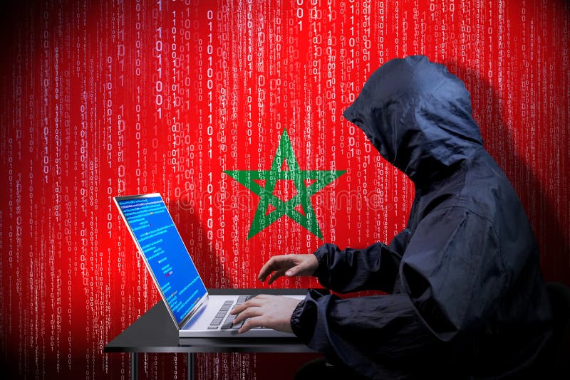 Anonymous Hooded Hacker, Flag of Morocco, Binary Code - Cyber Attack ...