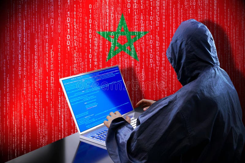 Anonymous Hooded Hacker, Flag of Morocco, Binary Code - Cyber Attack ...