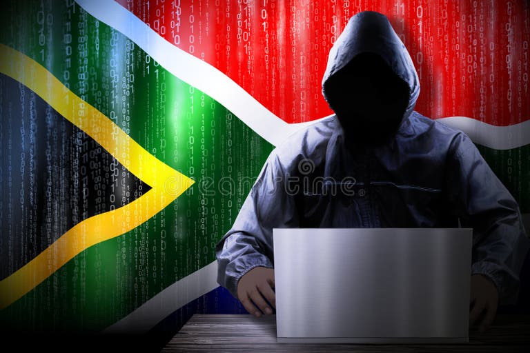 Anonymous Hooded Hacker, Flag of South Africa, Binary Code - Cyber ...