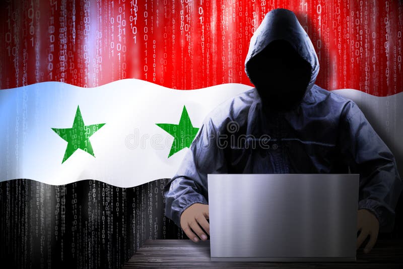 Anonymous Hooded Hacker, Flag of Syria, Binary Code - Cyber Attack ...
