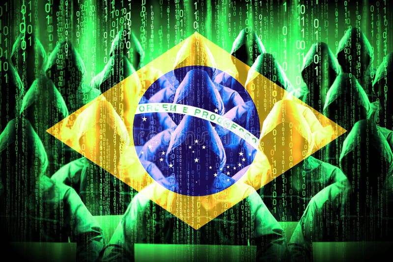 Anonymous Hooded Hackers, Flag of Brazil, Binary Code - Cyber Attack ...