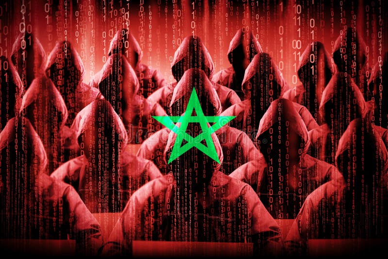 Anonymous Hooded Hackers, Flag of Morocco, Binary Code - Cyber Attack ...