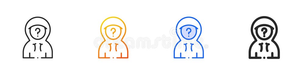 Anonymous Icon.Thin Linear, Gradient, Blue Stroke and Bold Style Design Isolated on White ...