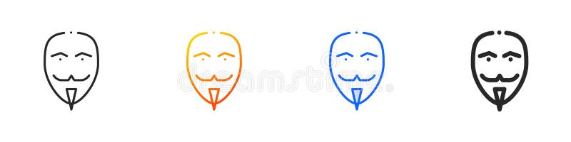 Anonymous Icon.Thin Linear, Gradient, Blue Stroke and Bold Style Design ...