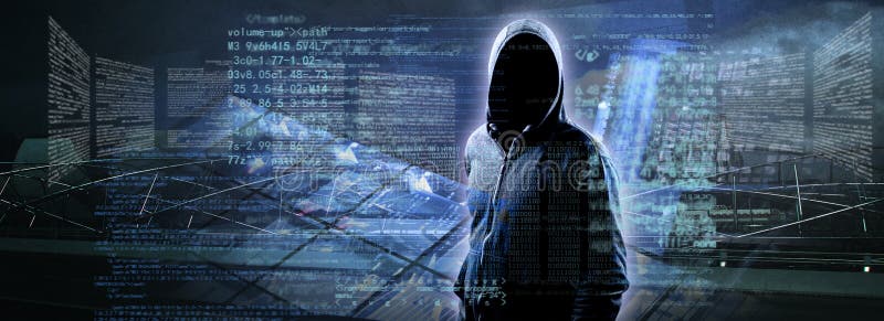 Anonymous Internet Hacker in Front of Computer. Web Crime Concept Stock ...