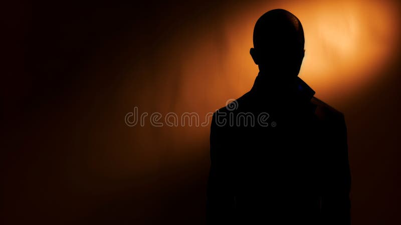 Anonymous Male Silhouette Backlit by Dramatic Light Stock Illustration ...