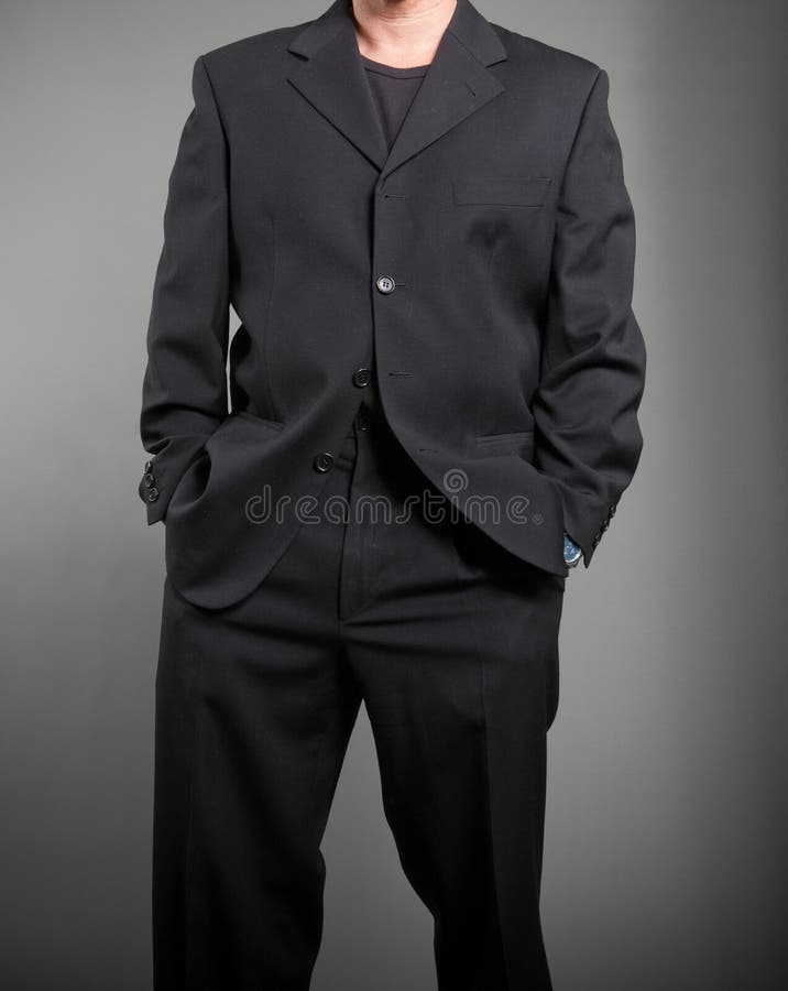 Anonymous Man in Black Suit Stock Image - Image of vest, hands: 144398805