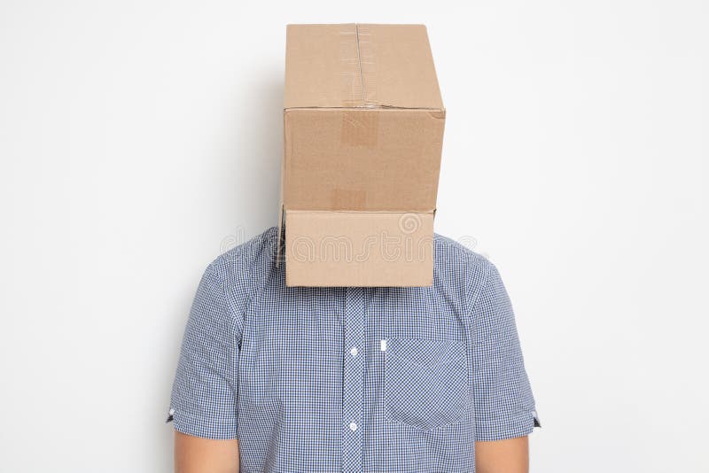 An Anonymous Man with a Box on His Head Concealing His Identity I Stock ...