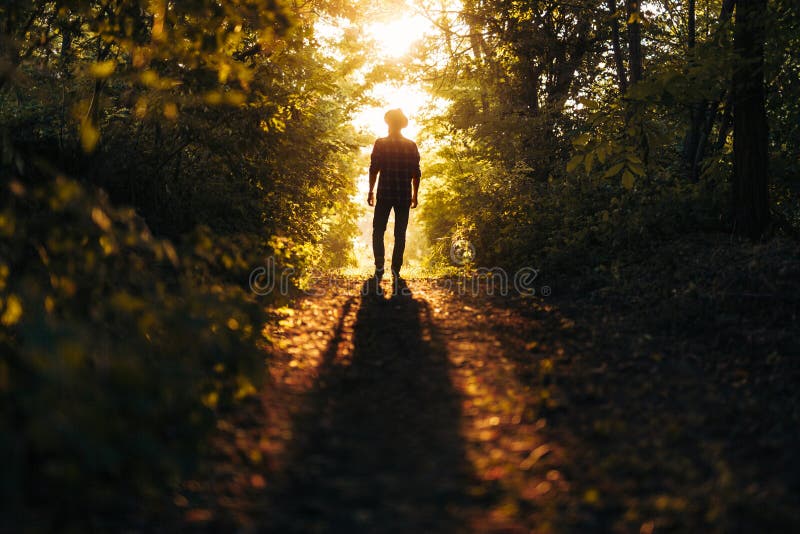 Anonymous Man in Bright Light Stock Photo - Image of solitude ...